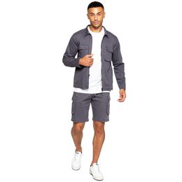 Enzo | Herren Cargo-Trainingsanzug mit Shorts Set - Grau
