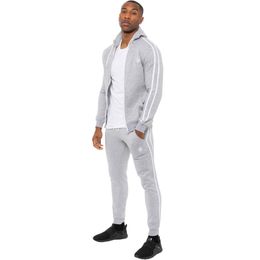 Enzo | Herren Zip Up Tape Hoodie Trainingsanzug Set - Grau