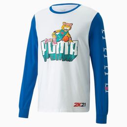 Puma x 2k Langarm Crew Crew Hals wei&szlig; blau Herren Baumwolltop 532921 01