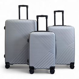 Hartschalenkoffer Silber Robuster 8-Rad-Gep&auml;ck Handgep&auml;ck Koffertasche