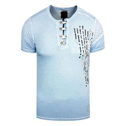 Rusty Neal Oil-Washed T-Shirt mit Knopfleiste