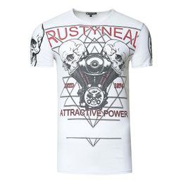Rusty Neal Rocker T-Shirt Light Washed mit Skull-Print