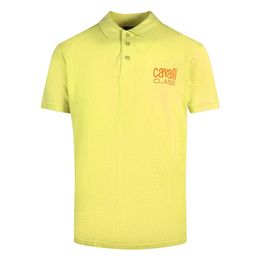 Gelbes Poloshirt &bdquo;Cavalli Class&ldquo; mit auff&auml;lligem Logo
