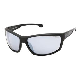 Carrera - Caraduc - Sonnenbrille mit schwarz-grauem Rahmen und verspiegelten Gl&auml;sern in Silber
