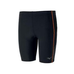 Mizuno Stretch Taille Black/Orange Graphic Logo Mens Mid Strumpfhose J2GB601391