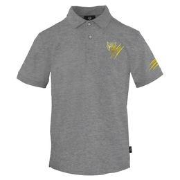 Plein Sport Small Tiger Scratch Logo Graues Poloshirt