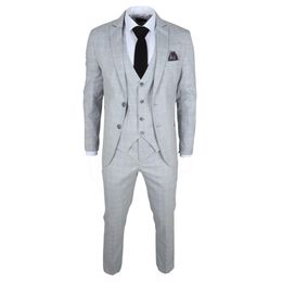 Grau karierter 3-teiliger Anzug f&uuml;r Herren im Tailored Fit