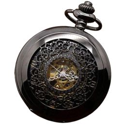 Taschenuhr mit Skelett-Halbj&auml;ger-Motiv, Messing, Antik-Optik, Schwarz