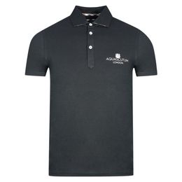 Aquascutum London Bold Logo Schwarzes Poloshirt