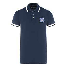 Aquascutum London Gesticktes Abzeichen Marineblaues Poloshirt