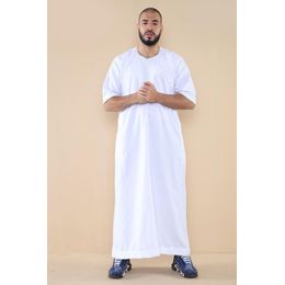 Wei&szlig;er Thobe Jubba f&uuml;r Herren, islamischer arabischer marokkanischer Saudi-Kaftan mit Rei&szlig;verschluss und arabischer Robe