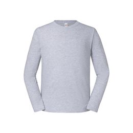 Fruit of the Loom - "Iconic 195 Premium" T-Shirt f&uuml;r Herren Lang&auml;rmlig (Grau meliert)