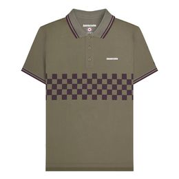Lambretta - "SS25" Poloshirt Mit kontrastfarbenen Streifen f&uuml;r Herren (Khakigr&uuml;n/Graubraun)