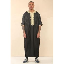 Marokkanischer Thobe Djellaba Jubba Robe Eid f&uuml;r Herren in Schwarzgold