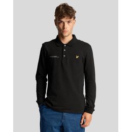 Lyle & Scott Lyle & Scott Herren-Langarm-Poloshirt mit passendem Aufdruck in Schwarz
