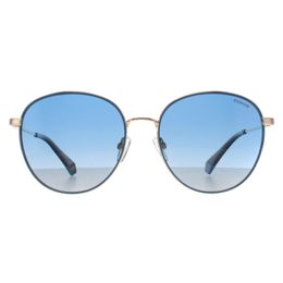 Polaroid Rund Unisex Gold Blau Blau Gradient Polarisiert PLD 6215/S/X