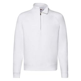 Fruit of the Loom - "Premium" Sweatshirt mit kurzem Rei&szlig;verschluss f&uuml;r Herren Raglan&auml;rmel (Wei&szlig;)