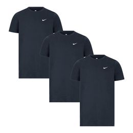 3er-Pack Nike T-Shirts mit Rundhalsausschnitt und gesticktem Swoosh in Marineblau