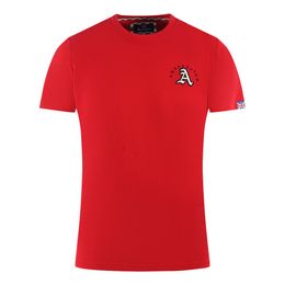 Aquascutum London Gesticktes A-Logo Rotes T-Shirt
