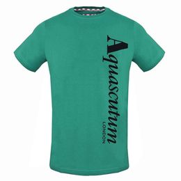 Aquascutum Vertikales Logo Gr&uuml;nes T-Shirt