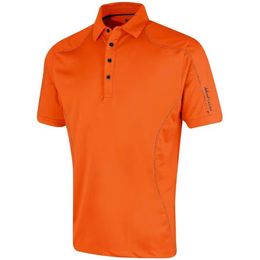 Island Green - Poloshirt Abgesteppt f&uuml;r Herren - Emblem (Dunkel Orange)