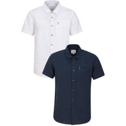 Mountain Warehouse Herren Kokosnuss-Struktur Kurzarmhemd (2er-Pack) (Wei&szlig;/Dunkelblau)