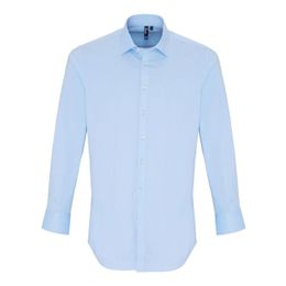 Premier Unisex-Erwachsene Popeline-Stretch-Langarmhemd (hellblau)
