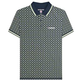 Lambretta Herren Geometrisches Big & Tall Poloshirt (Marinegr&uuml;n/Basilikum)