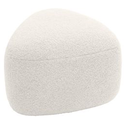 CLP Sitzhocker oval Alfrisa, Polsterhocker mit Teddystoff, Fu&szlig;hocker gepolstert f&uuml;r Wohnzimmer und Schlafzimmer, Holzgestell stabil