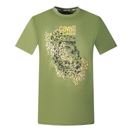 Cavalli Class Leopardenmuster Silhouette Gr&uuml;nes T-Shirt