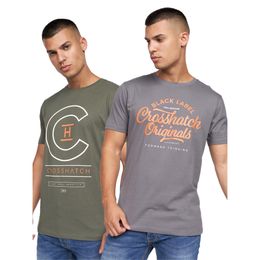 CrossHatch - "Univarsity" T-Shirt f&uuml;r Herren (2er-Pack) (Oliv/Grau)