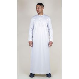 Wei&szlig;es Thobe-Gewand f&uuml;r Herren aus Satin, emiratische islamische Jubba Eid, schmale Passform
