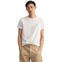 Gant | Herren T-Shirt mit Rundhalsausschnitt Kontrast Logo - Wei&szlig;