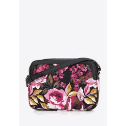 Wittchen Damen-Umh&auml;ngetasche aus Jacquard und Kunstleder, schwarz und rosa