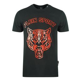 Plein Sport Stencil Tiger Logo Schwarzes T-Shirt