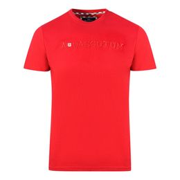 Aquascutum Brand Embossed Logo Rotes T-Shirt