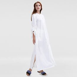 Langes strukturiertes Hemdblusenkleid