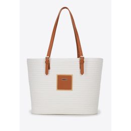 Wittchen Damen-Einkaufstasche aus Baumwollmischgewebe, cremewei&szlig;, Polyester