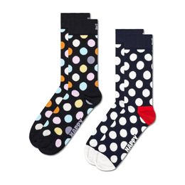 Happy Socks Unisex 2er-Pack klassische Big Dot Crew-Socken