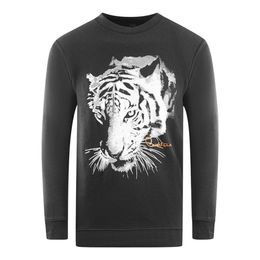 Cavalli Class Tiger Silhouette Logo Schwarzes Sweatshirt