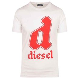 Wei&szlig;es T-Shirt mit gro&szlig;em D-Logo von Diesel