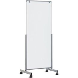 Mobiles Whiteboard Maulpro easy2move, beidseitig, magnethaftend, Doppel-Lenkrollen, 1000 x 1800 mm