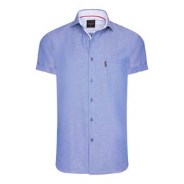 Cappuccino Italia Kurzarmbluse f&uuml;r Herren. Die Bluse ist aus 100% Baumwolle und hat eine normale Passform. Marke: Cappuccino ItaliaModellname: Kurzarmbluse UniKategorie: HerrenMaterialien: BaumwolleFarbe: blau, wei&szlig;