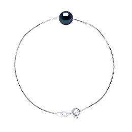 DIADEMA - Armband - Echte S&uuml;&szlig;wasserperlen - Schwarz - Wei&szlig;gold
