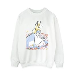 Disney - "Alice In Wonderland Sketch Flowers" Sweatshirt f&uuml;r Damen (Wei&szlig;)