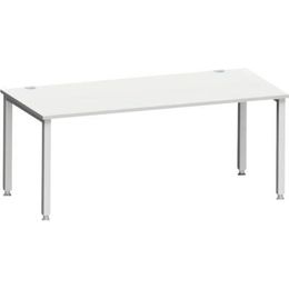 Sch&auml;fer Shop Schreibtisch MODENA FLEX, Rechteck, 4-Fu&szlig; Quadratrohr, B 1800 x T 800 x H 720-820 mm, lichtgrau/wei&szlig;aluminium