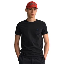 Gant | Mens Rundhals T-Shirt Kontrast Logo - schwarz