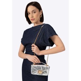 Wittchen Mini-Umh&auml;ngetasche f&uuml;r Damen aus gl&auml;nzendem silbernem &Ouml;ko-Leder