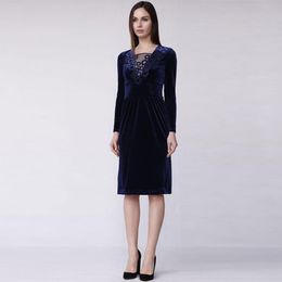 Samtkleid mit Spitzenausschnitt