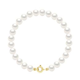 Armband Gold &ndash; Reihe aus echten S&uuml;&szlig;wasserperlen, halbrund, 6&ndash;7 mm